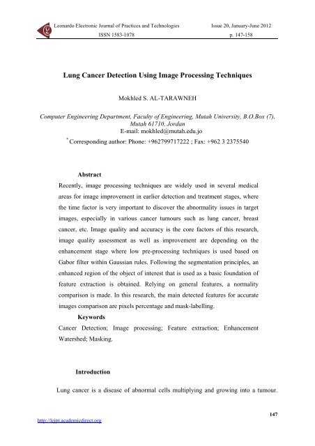 Lung Cancer Detection Using Image Processing Techniques