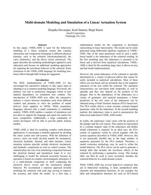 Multi-domain Modeling and Simulation of a Linear Actuation System