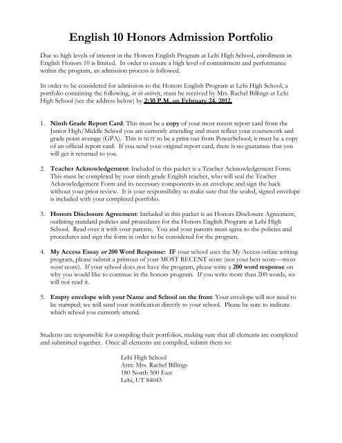 High School English Portfolios How To Use Portfolios In The English