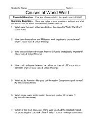WWI MAIN Causes Worksheet