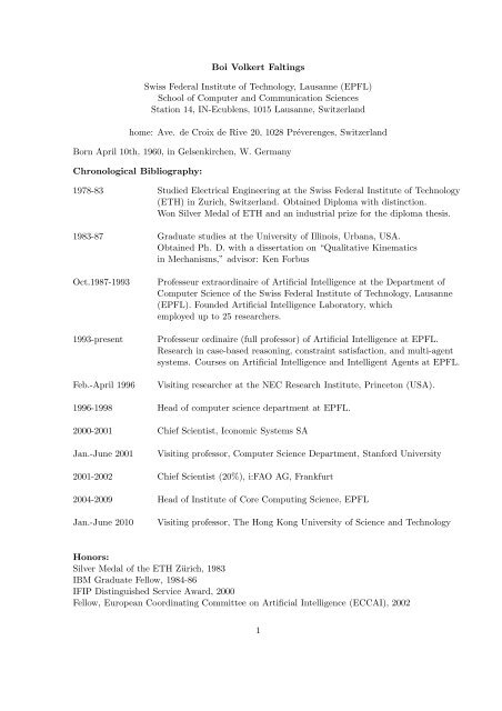 Curriculum Vitae - Artificial Intelligence Laboratory - EPFL