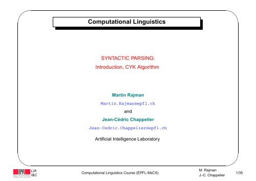 formal grammars - Artificial Intelligence Laboratory - EPFL