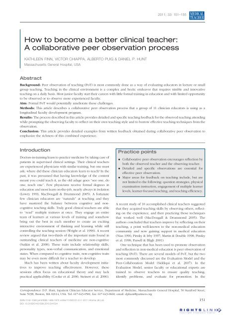 A collaborative peer observation process
