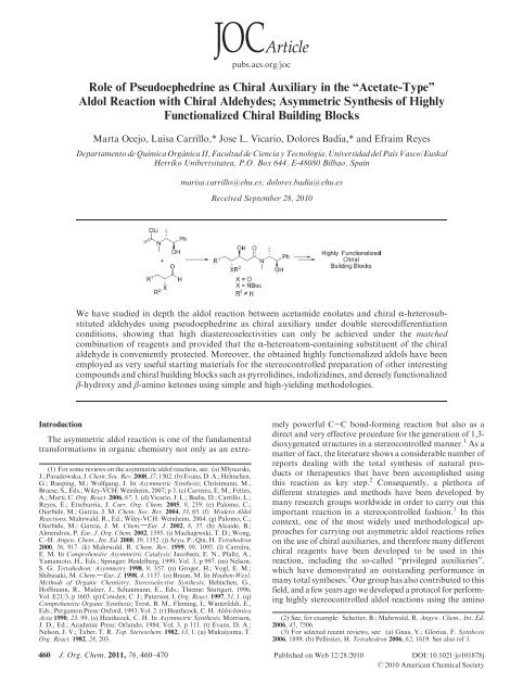 Aldol Reaction with Chiral Aldehydes; Asymmetric Synthesis