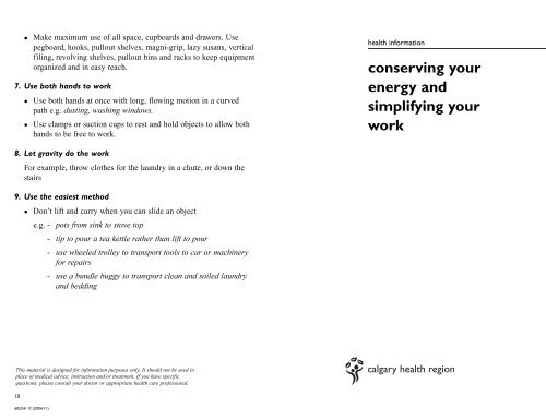 conserving your energy and simplifying your work