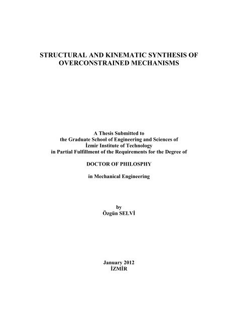 structural and kinematic synthesis of overconstrained mechanisms