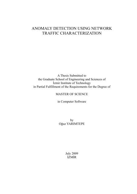 anomaly detection using network traffic characterization