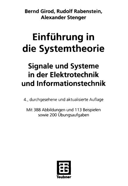 Einführung in die Systemtheorie Einführung in die Systemtheorie