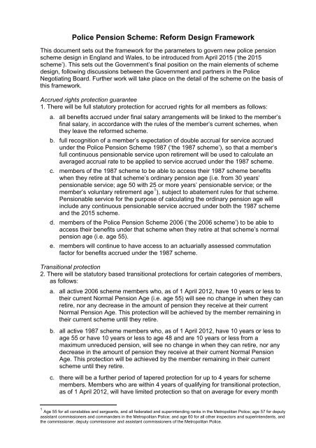 Pension reform - reform design framework - Gov.uk