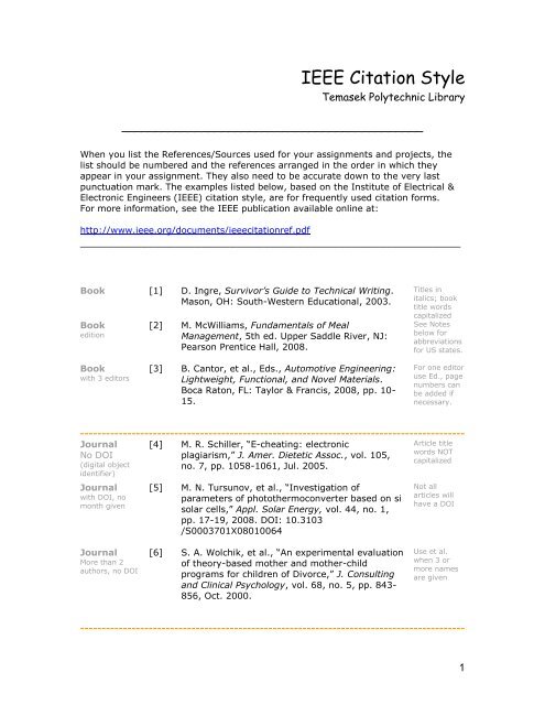 IEEE Citation Style - Library - Temasek Polytechnic