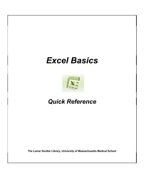 Excel Quick Reference - Lamar Soutter Library