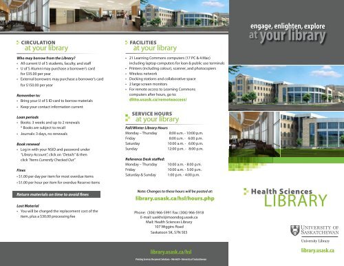 Health Sciences Library Brochure - University Library - University of ...