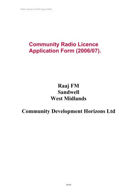 Raaj FM - Ofcom Licensing