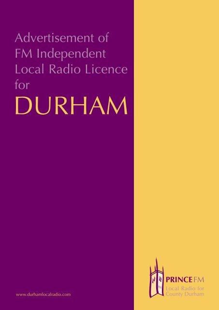 An Application for a local radio licence by ... - Ofcom Licensing