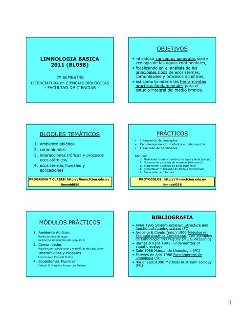 objetivos bloques temáticos prácticos módulos prácticos - Sección ...