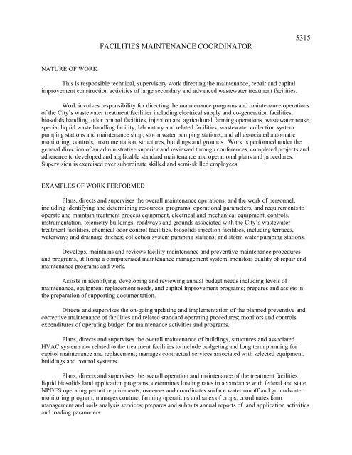 FACILITIES MAINTENANCE COORDINATOR