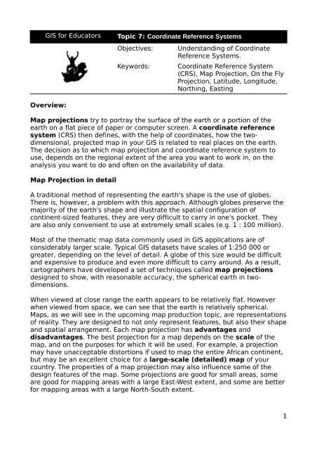 GIS for Educators Topic 7: Coordinate Reference Systems ...