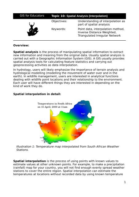Gis For Educators Topic 10 Spatial Analysis Interpolation