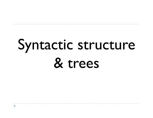 Syntactic knowledge