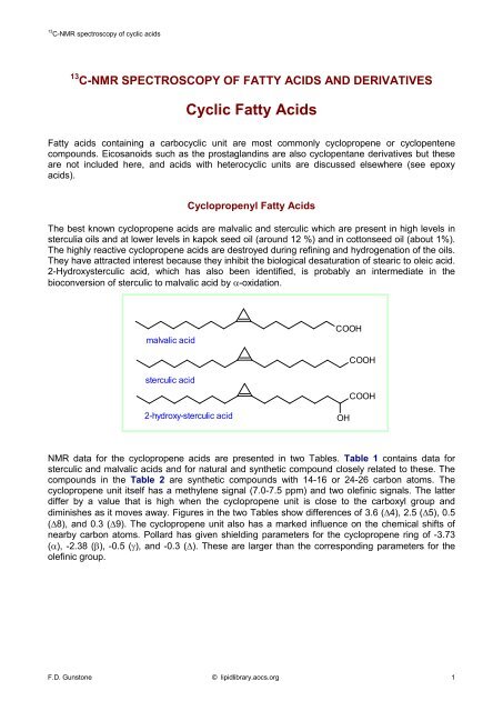 Cyclic Fatty Acids - Lipid Library