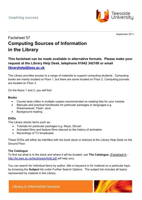 Computing Sources of Information in the Library