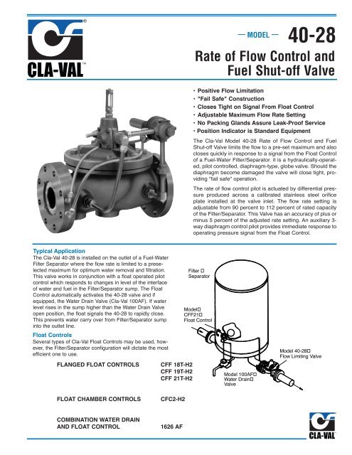 Rate of Flow Control and Fuel Shut-off Valve - Cla-Val