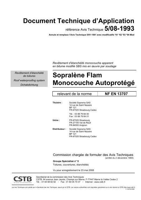 sopralene flam monocouche autoprotege - Soprema