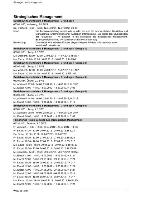 Strategisches Management - TU Berlin