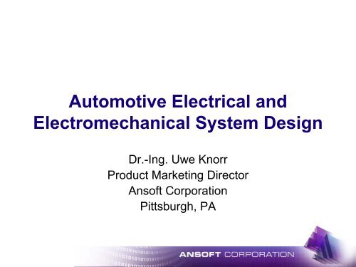 Automotive Electrical and Electromechanical System Design