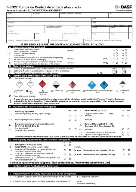 F-SG27 Puntos de Control de entrada (Gate check) : - Ludwigshafen ...