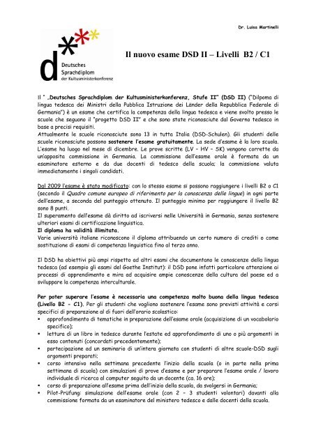 Il nuovo esame DSD II – Livelli B2 / C1