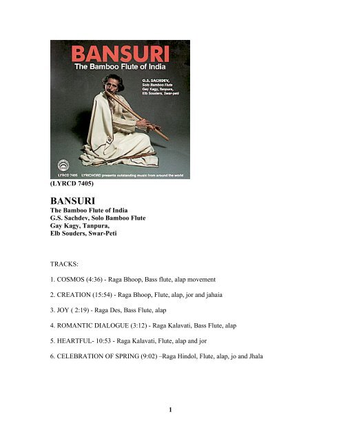 7405 BANSURI - THE BAMBOO FLUTE OF INDIA BY SACHDEV