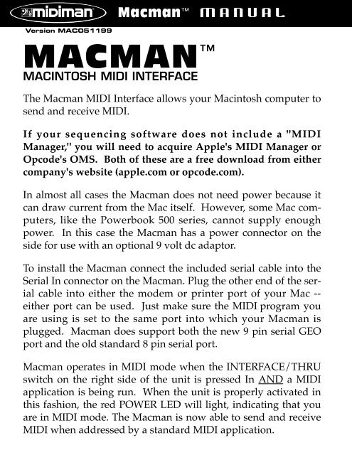 MACMAN™ - M-Audio