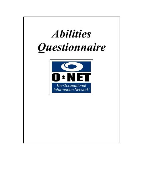 ONET Abilities questionnaire