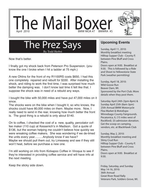 April - Madison BMW Motorcycle Club