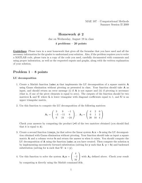 Homework 2 Problem 1 8 Points Mae Class Websites 