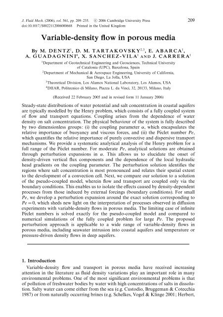 Variable-density flow in porous media