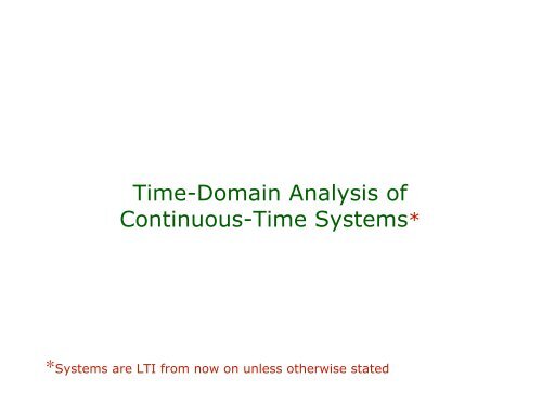 Time-Domain Analysis of Continuous-Time Systems*