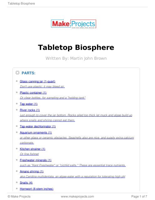 Tabletop Biosphere