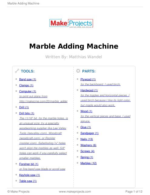 Marble Adding Machine