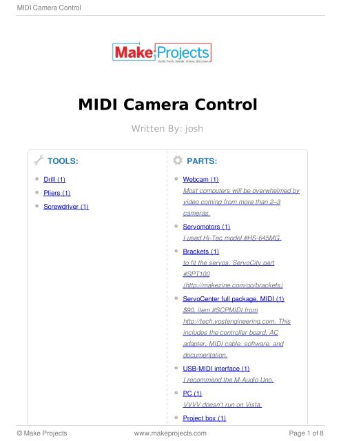 MIDI Camera Control