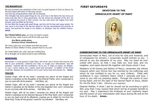 First Saturday - Marian Centre First Saturday - Marian Centre