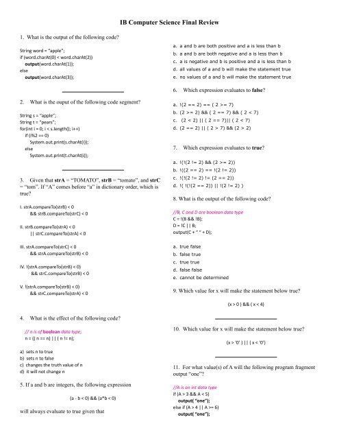 IB Computer Science Final Review