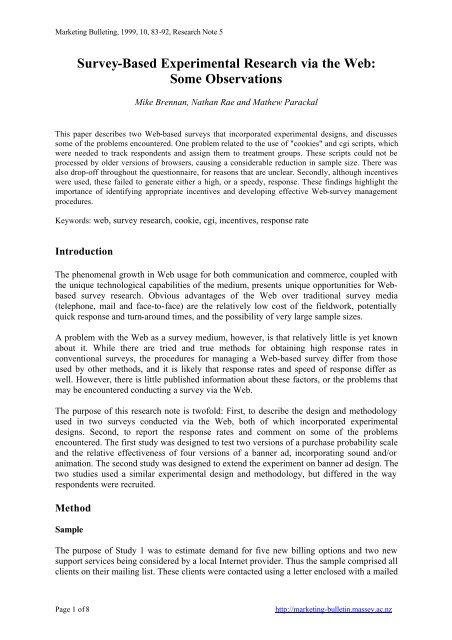 Survey-Based Experimental Research via the Web - Marketing ...