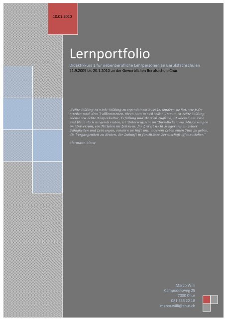 Beispiel eines Portfolios Modul 1