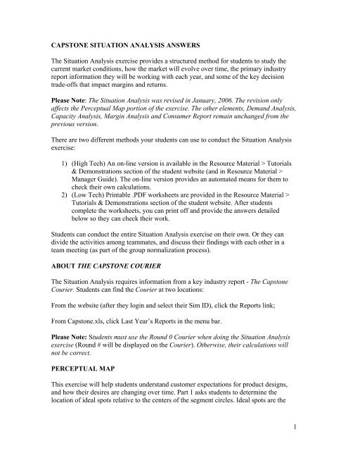 1 CAPSTONE SITUATION ANALYSIS ANSWERS The Situation ...