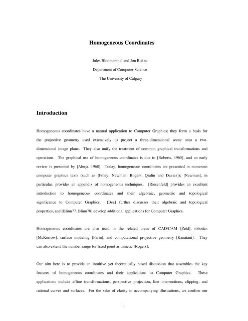 Homogeneous Coordinates Introduction