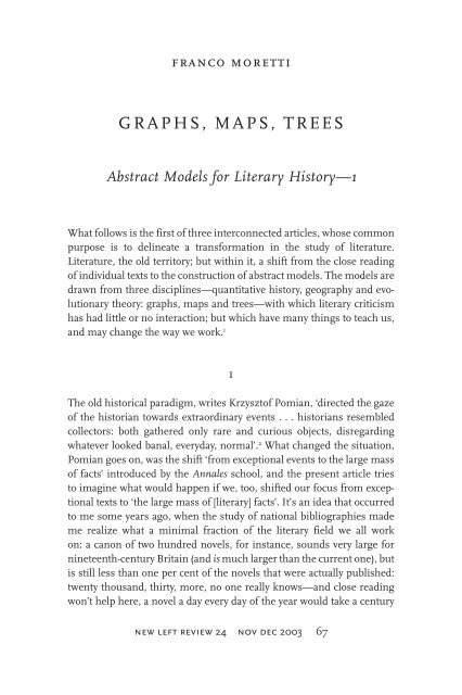 Franco Moretti: Graphs Maps Trees
