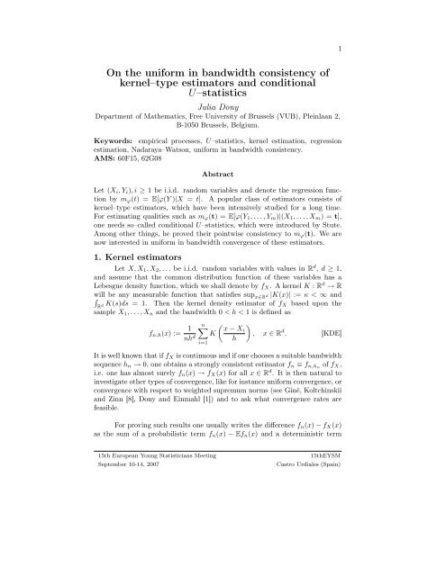 On The Uniform In Bandwidth Consistency Of Kernel Type Estimators