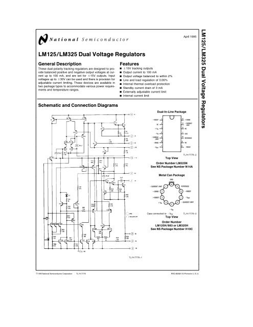LM125 LM325 Dual Voltage Regulators